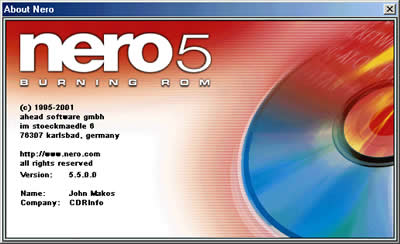 Ahead Nero 5.5 CD-R Software - Printer Friendly version